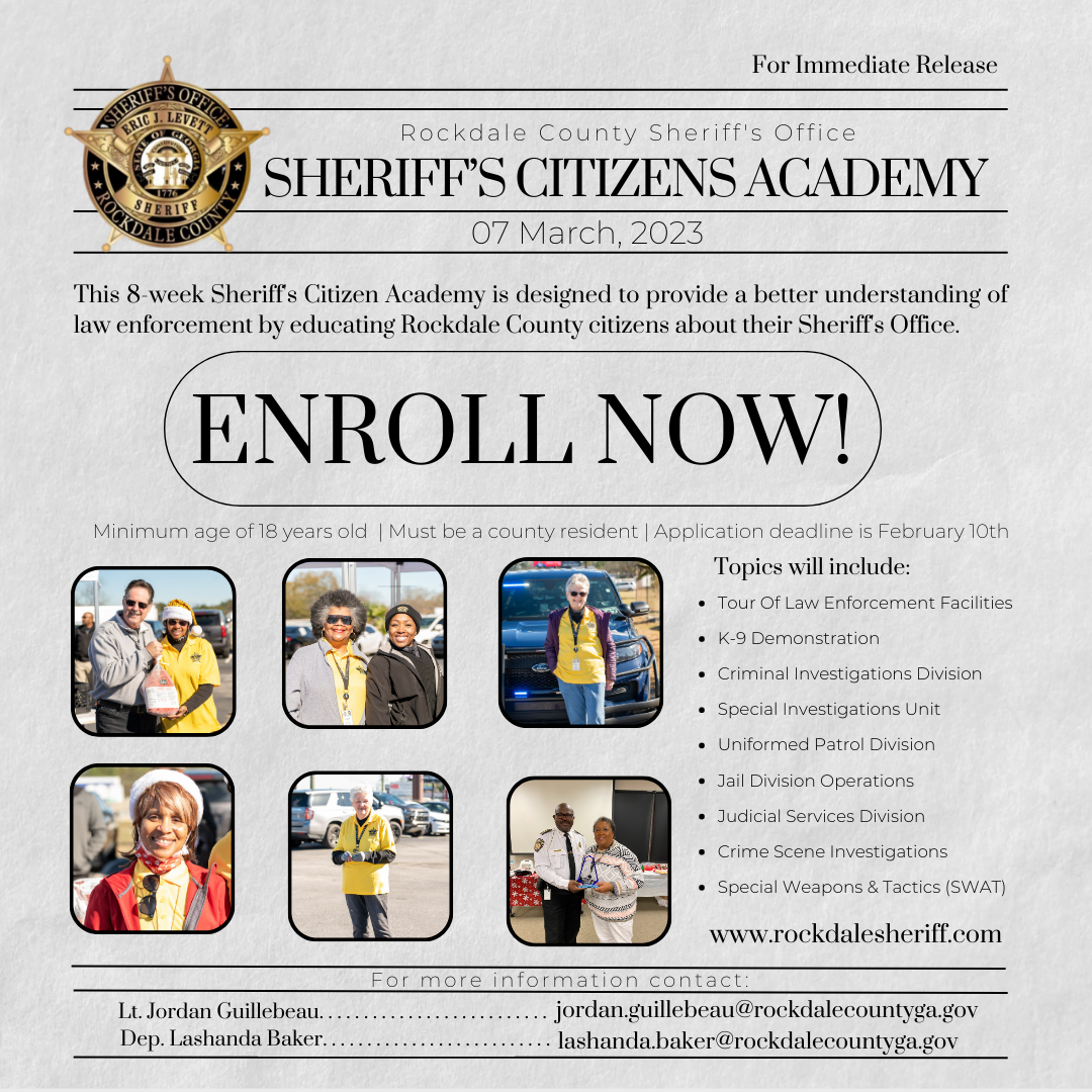 Citizens Sheriff Academy Now Accepting Applications! (Rockdale County Sheriff's Office ...
