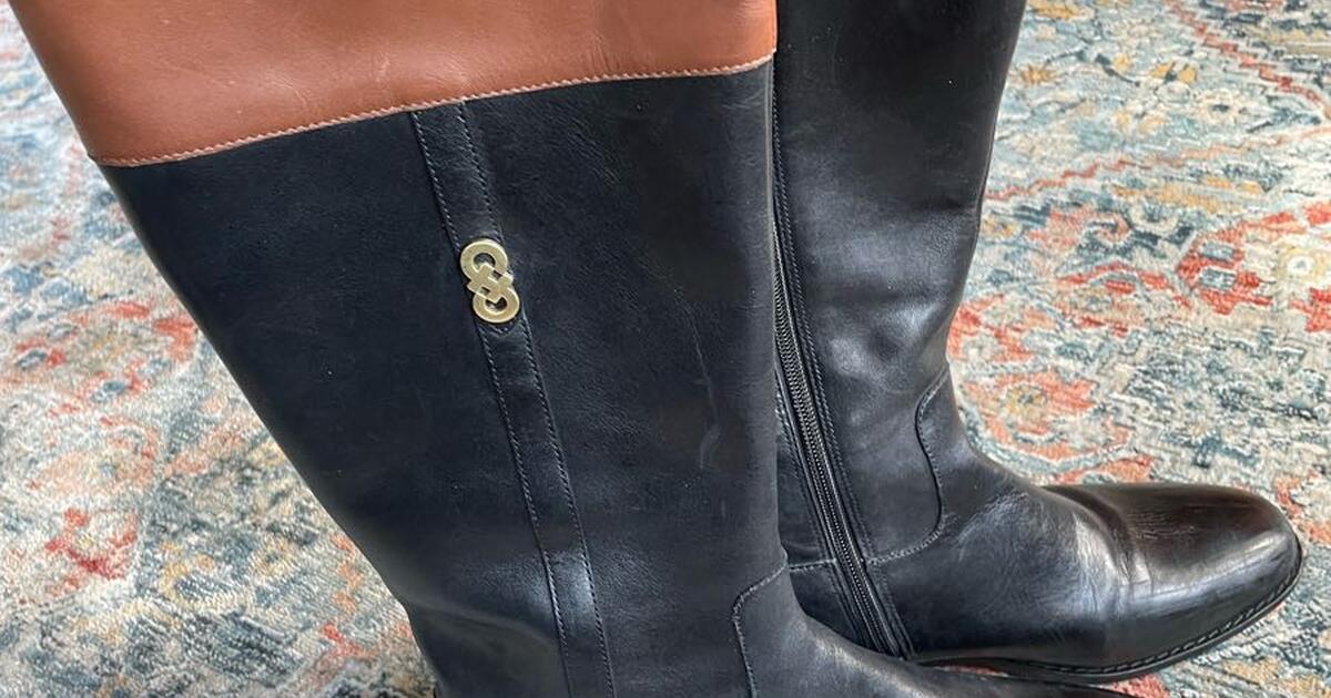 Ladies Cole Haan Rigby ll Riding Boots Blk/Brn so 9b for $45 in ...