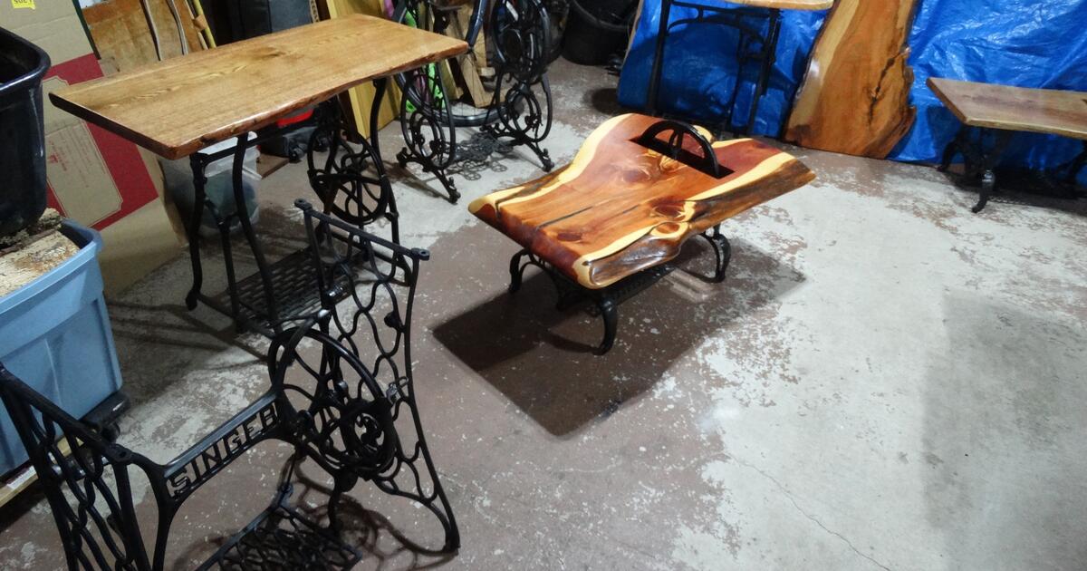 Live Edge Wood on Antique Treadle Bases, Bases and more plus some house ...