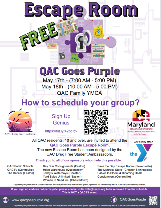 Escape Room Offered by QAC Goes Purple on May 17th from 7:00 AM-5:00PM ...