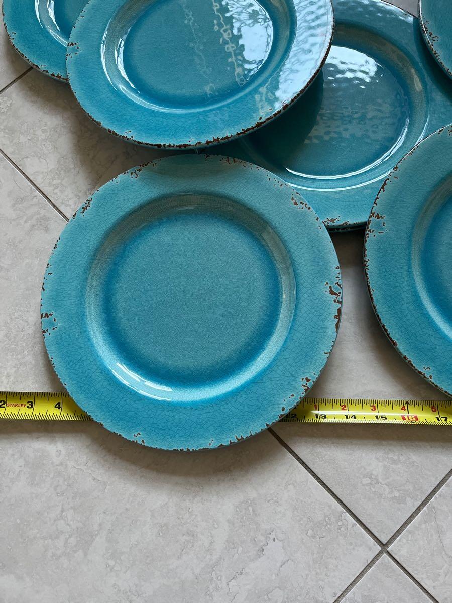 Williams Sonoma turquoise melamine dinner plates 8 for $25 in Fort ...