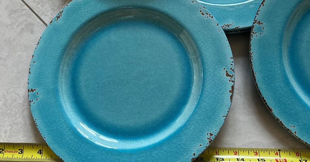 Williams Sonoma turquoise melamine dinner plates 8 for $25 in Fort ...