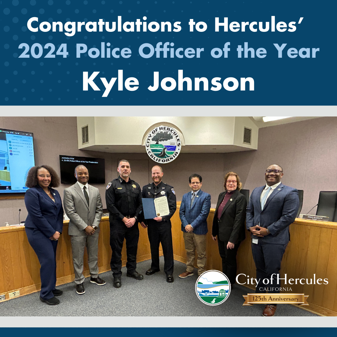 🏆 The #CityofHercules is proud to name Officer Kyle Johnson as Officer ...