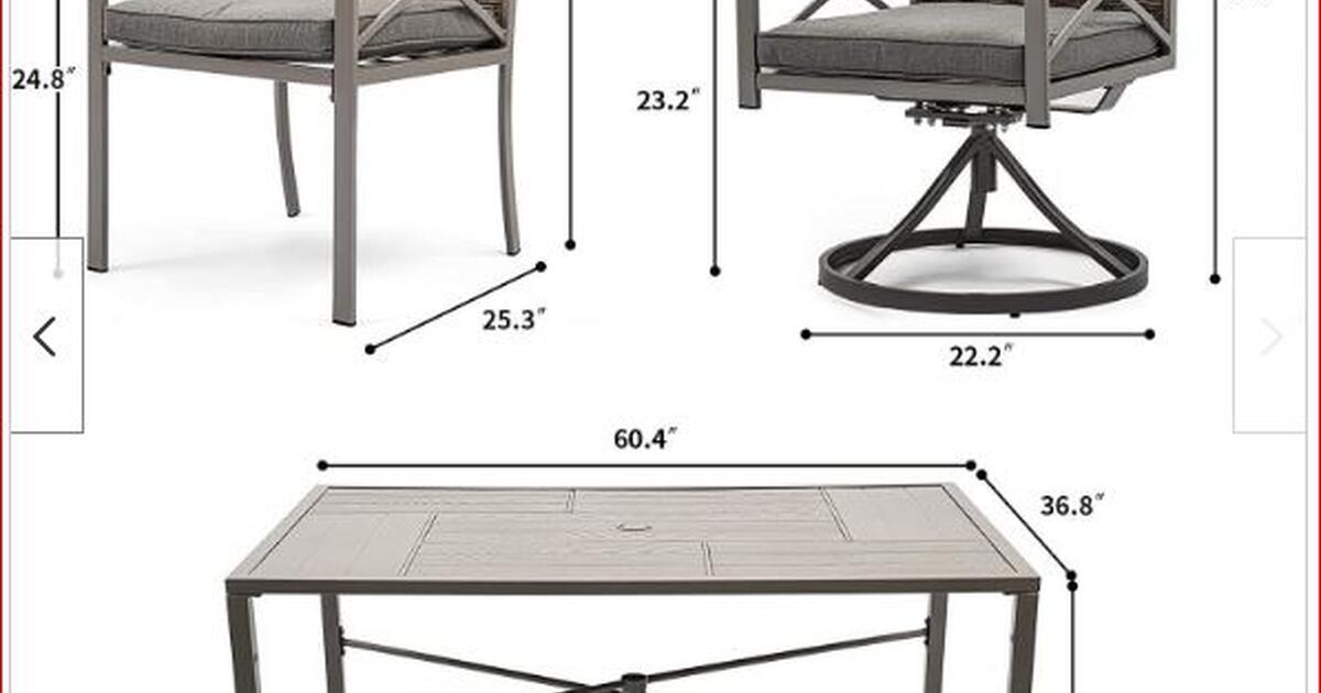 Outdoor NEW patio set-table 60" x 36.x 28.1" 6 chairs [2 rocker and 4 ...