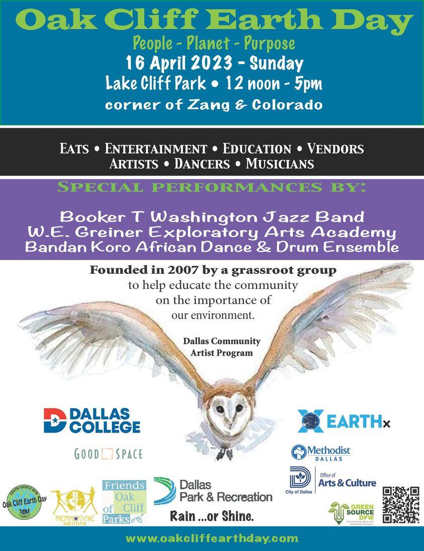 Come to the Oak Cliff Earth Day celebration on April 16th from 12pm-5pm ...