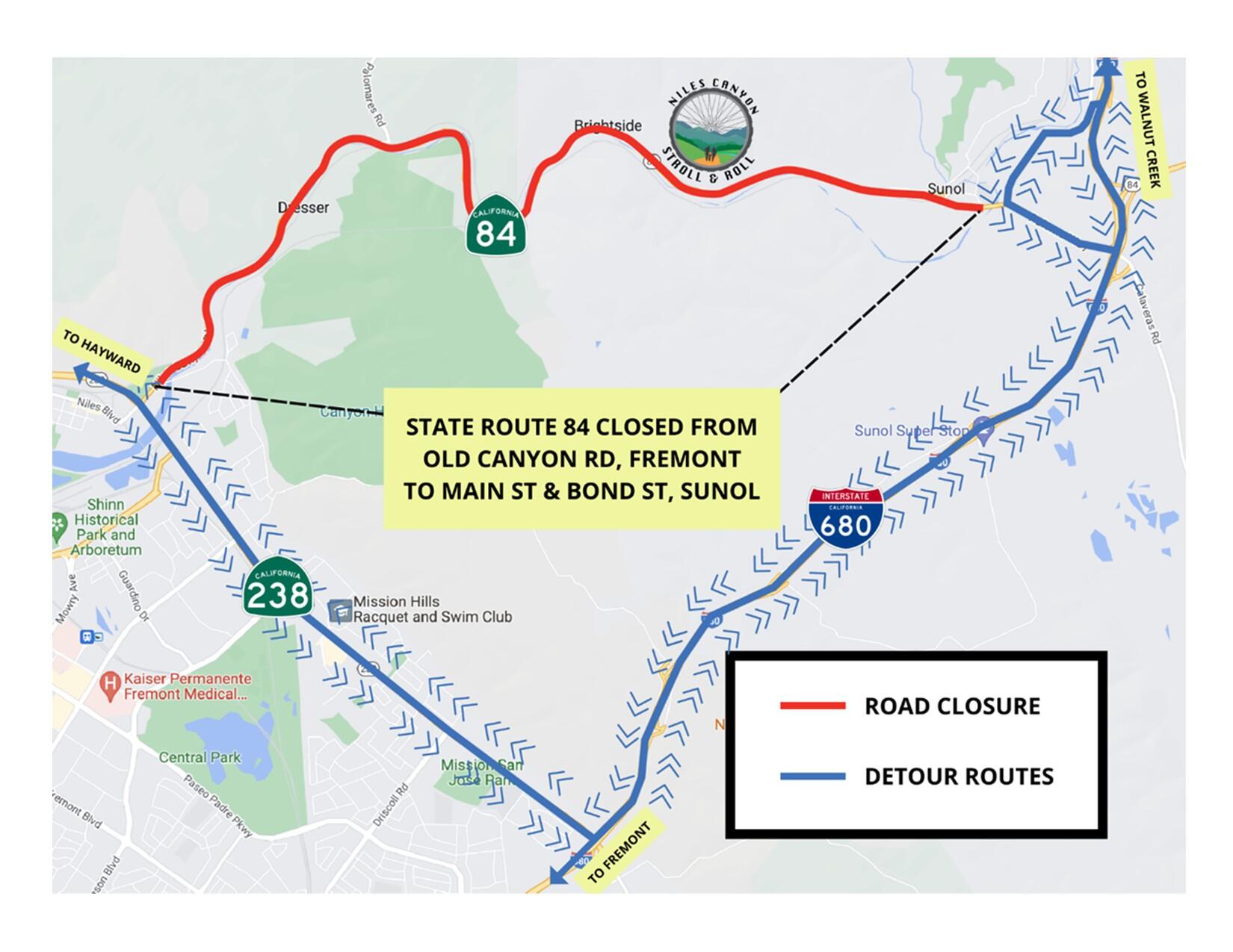 Reminder: Full Closure of State Route 84 in Niles Canyon between Old ...
