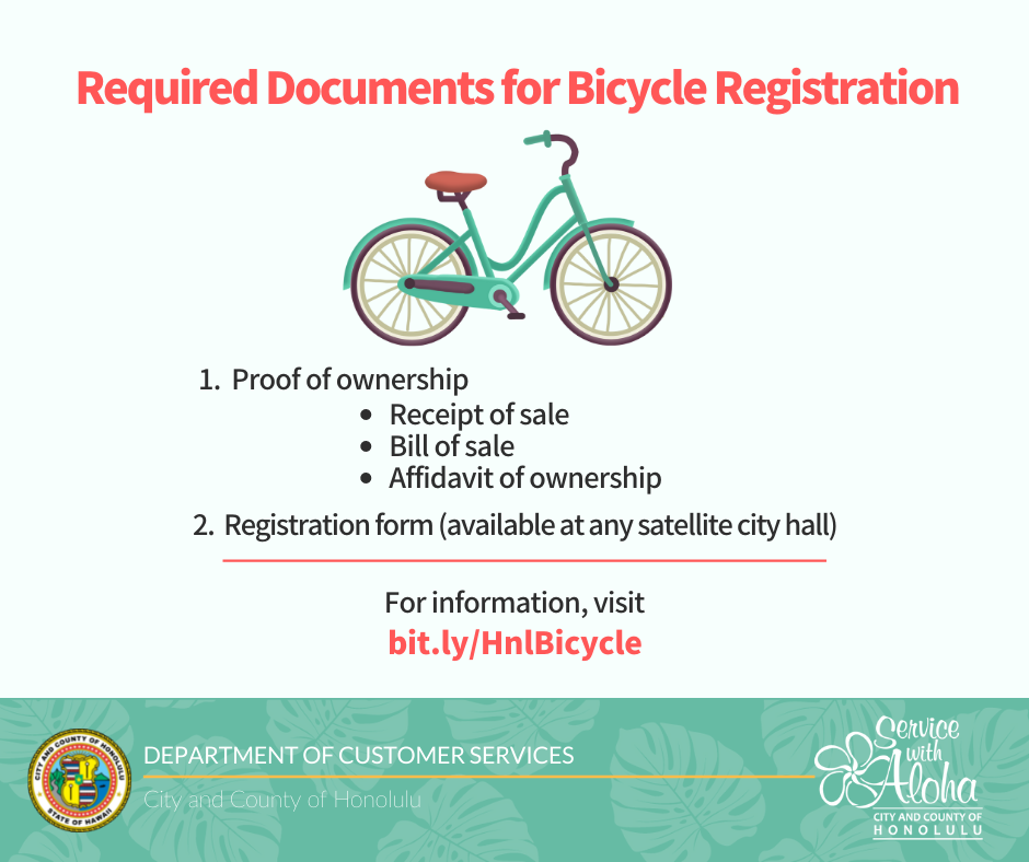 Required documents for bicycle registration (City and County of ...