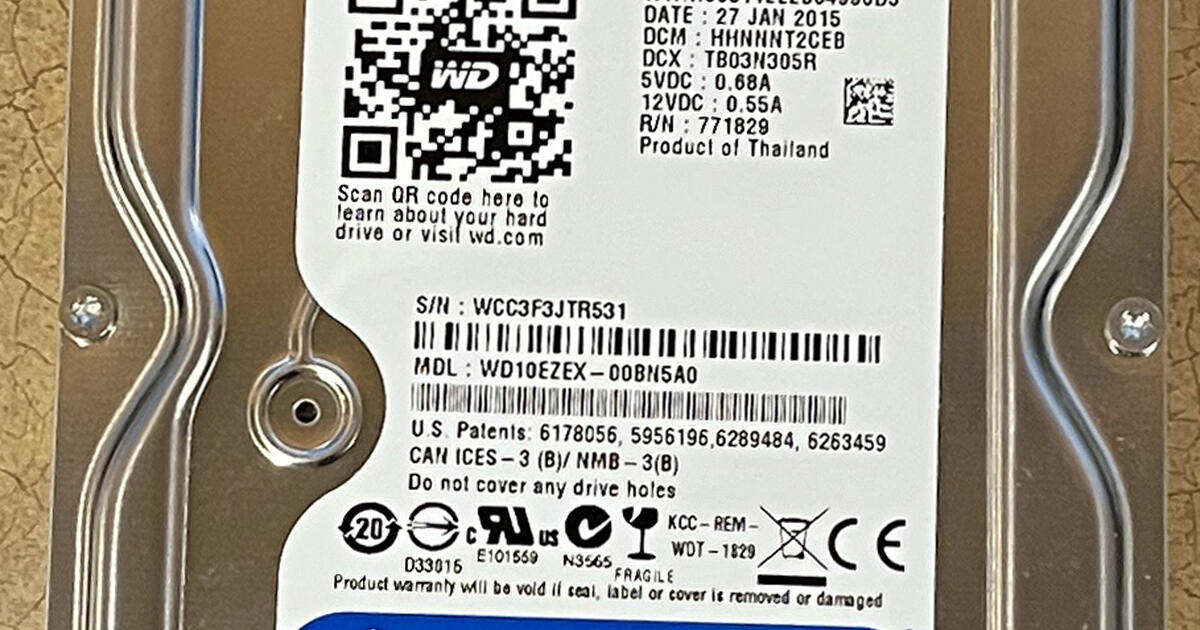 WESTERN DIGITAL 1 TB INTERNAL HARD DRIVE - MINT CONDITION for $20 in ...