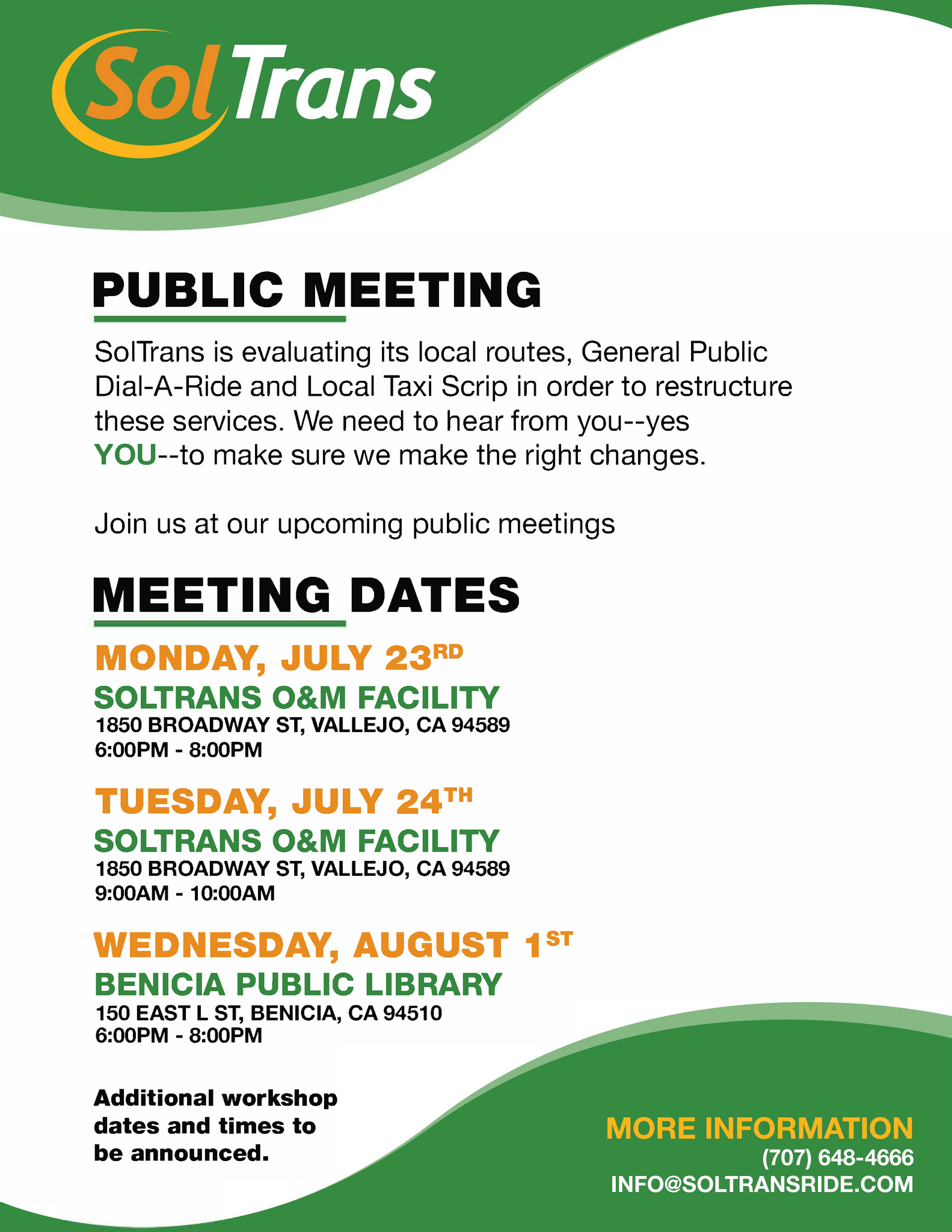 SolTrans is evaluating its local routes and services and they need the ...