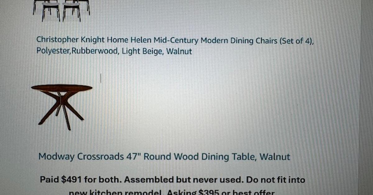 Christopher Knight Home Dining Chairs and Modway Crossroads Dining Table for $300 in Bradenton ...