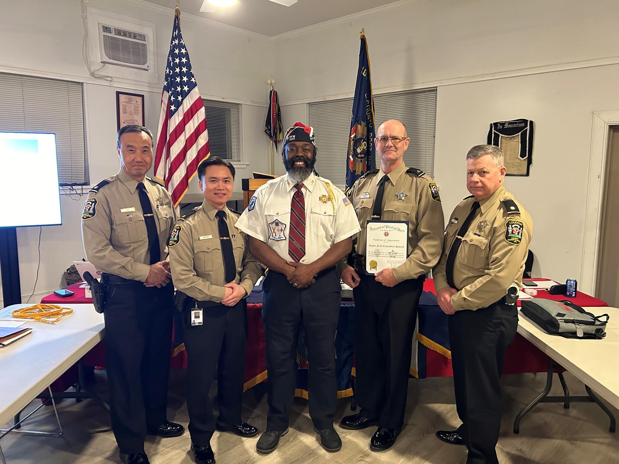 Congratulations to Deputy First Class (DFC) Sean Howard for receiving the VFW Post 1177 Law ...