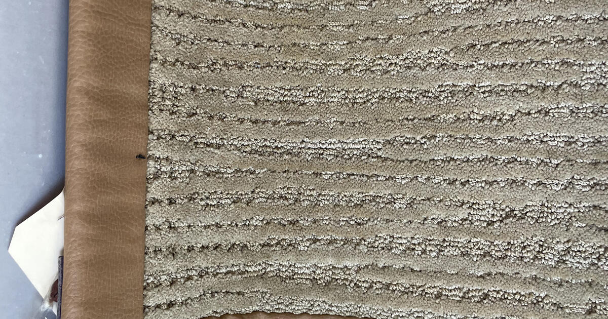 Irregular shape (see picture) Gold Beige GORGEOUS rug.Vegan leather ...