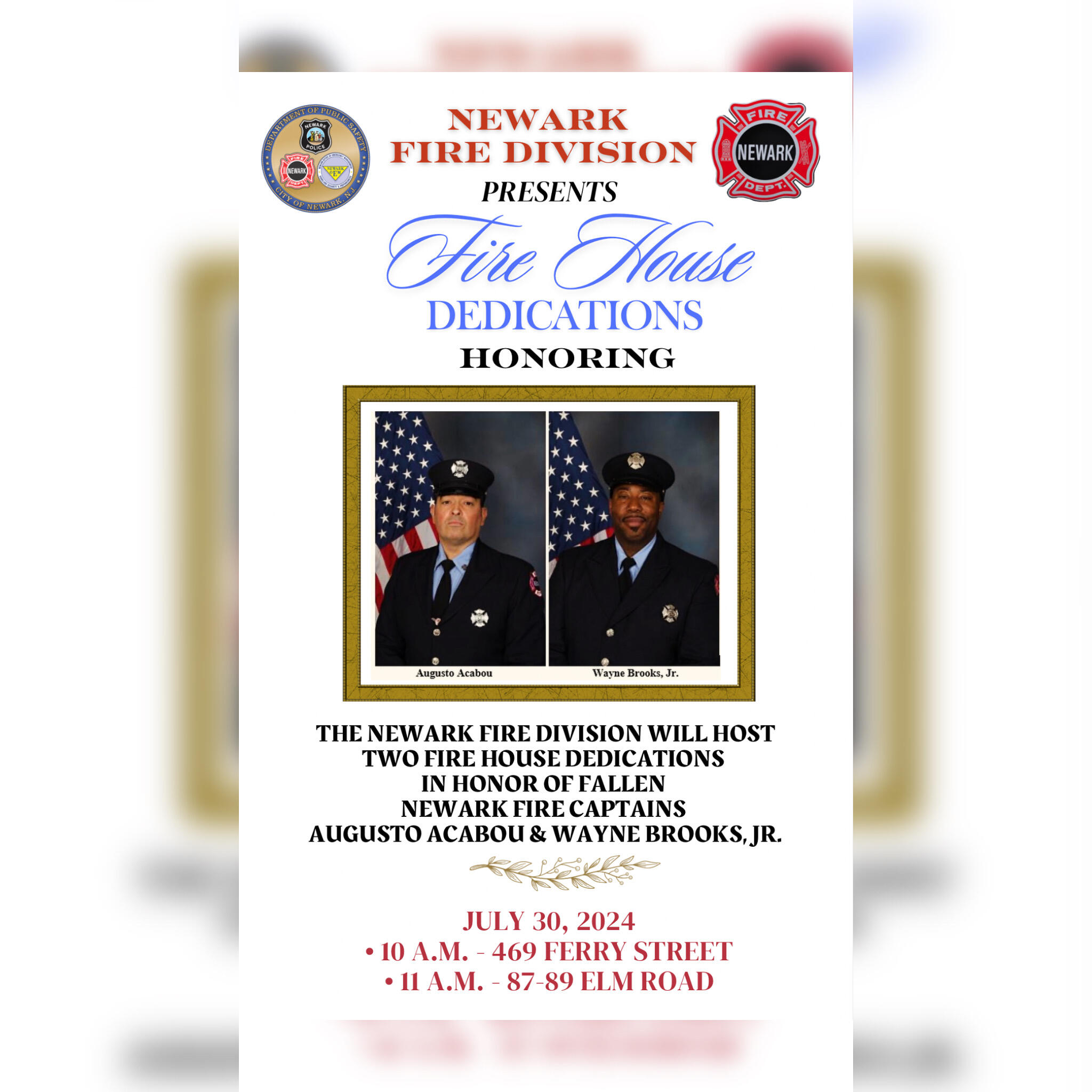 The Newark Department of Public Safety will dedicate Engine 16/Ladder 8 ...