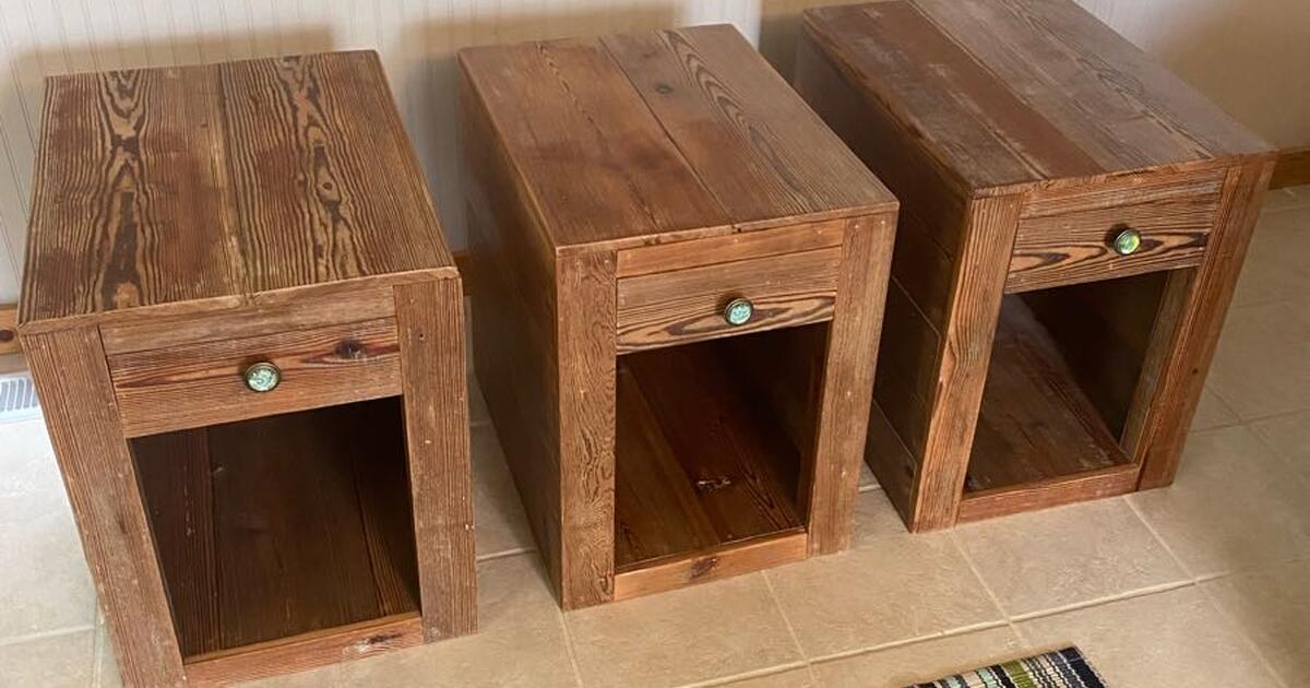 Custom Solid “Barn Wood” End Tables with drawer and open storage space ...