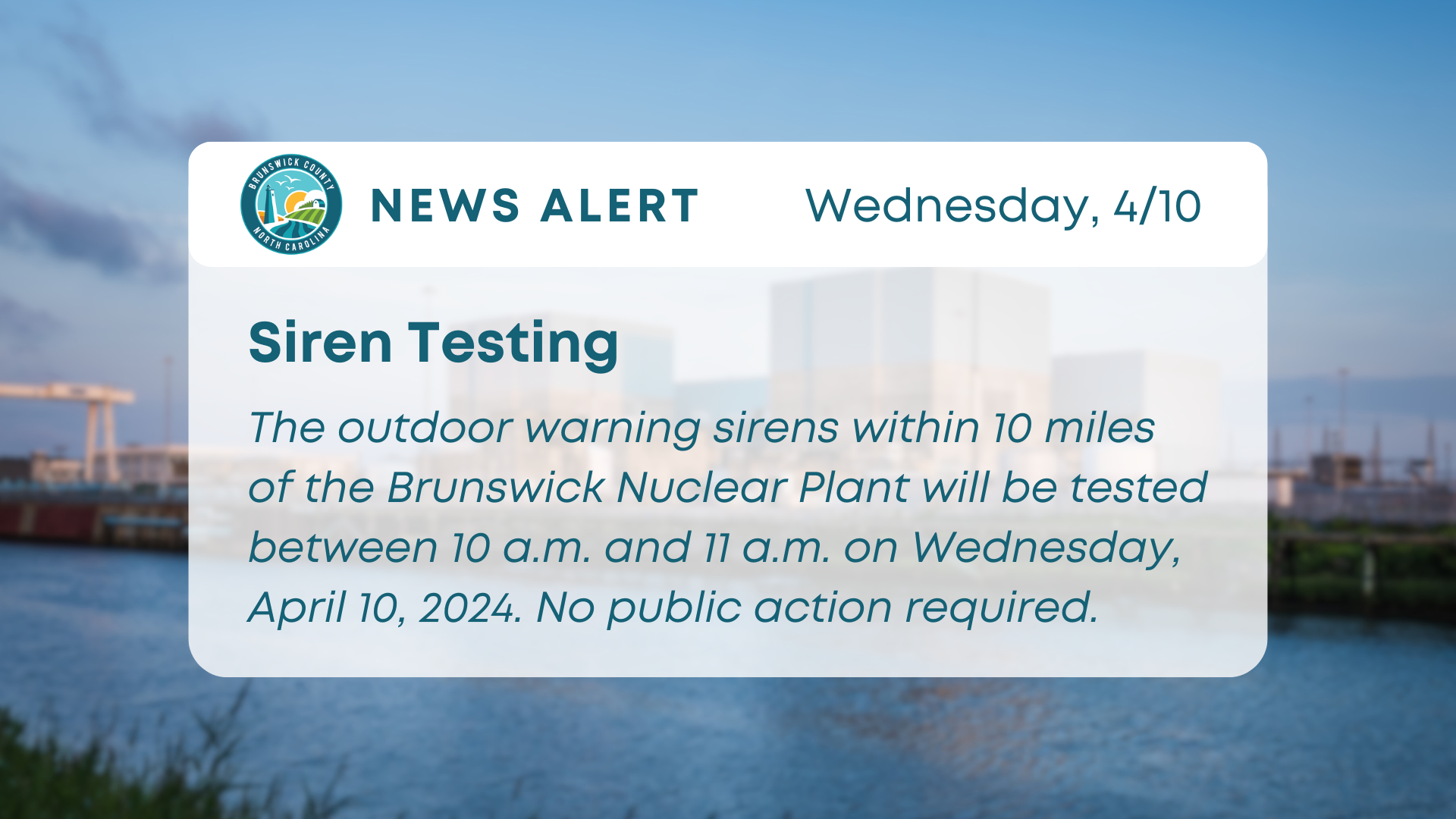 📢 Duke Energy and county officials will test the outdoor warning sirens ...