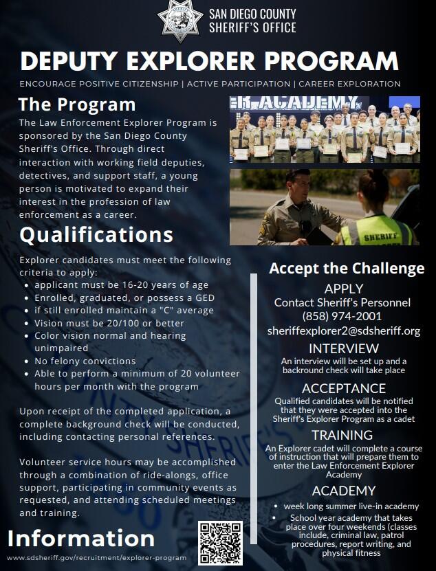 The San Diego County Sheriff's Deputy Explorer program is a great ...
