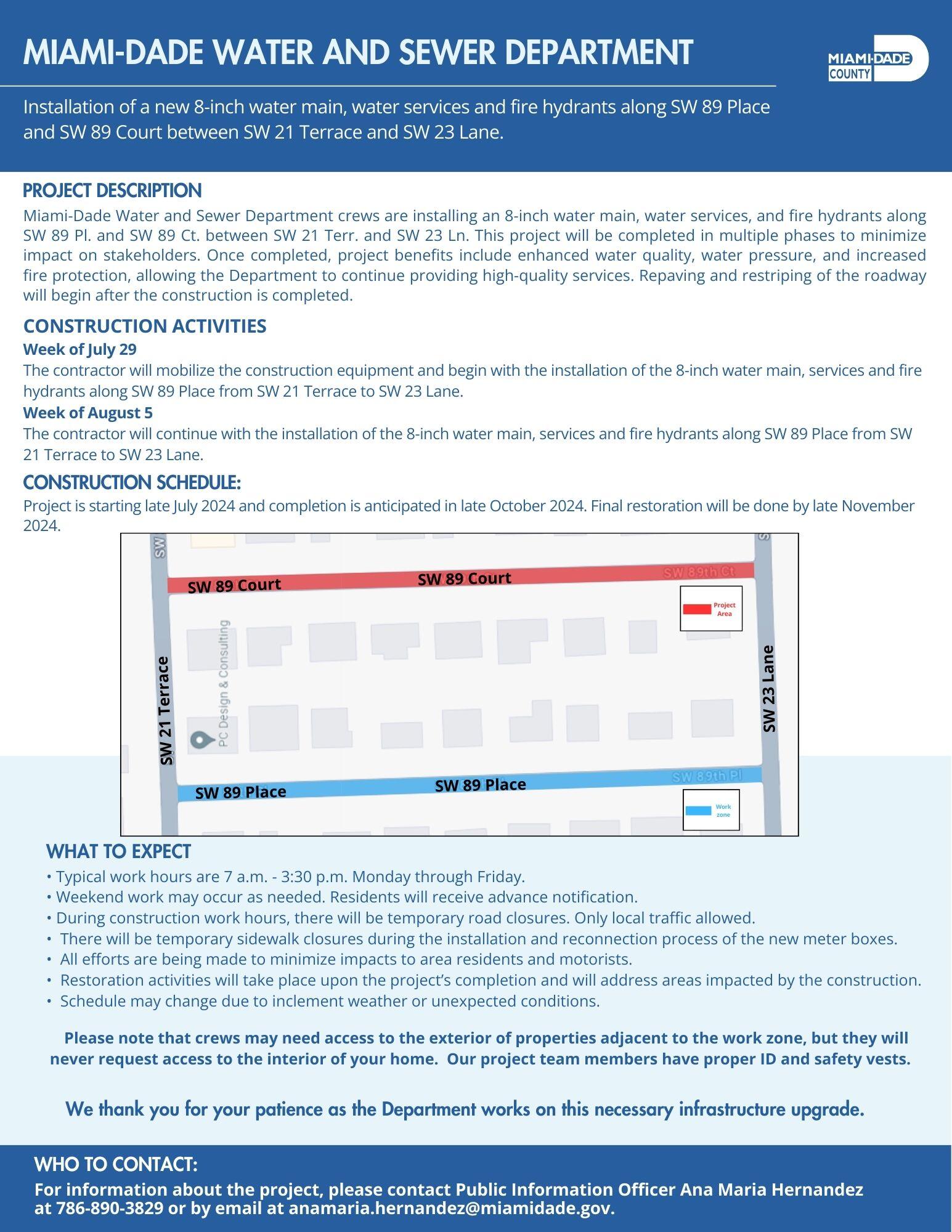 Miami-Dade Water and Sewer Department crews are installing an 8-inch ...