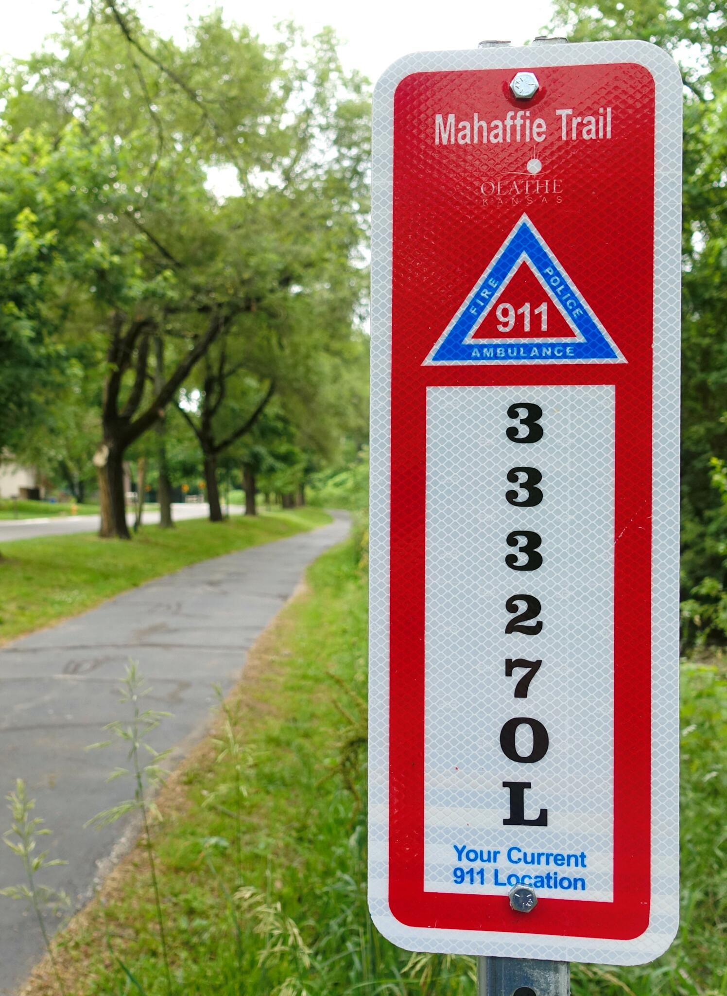 911 trail markers increase safety on city trails (City of Olathe ...
