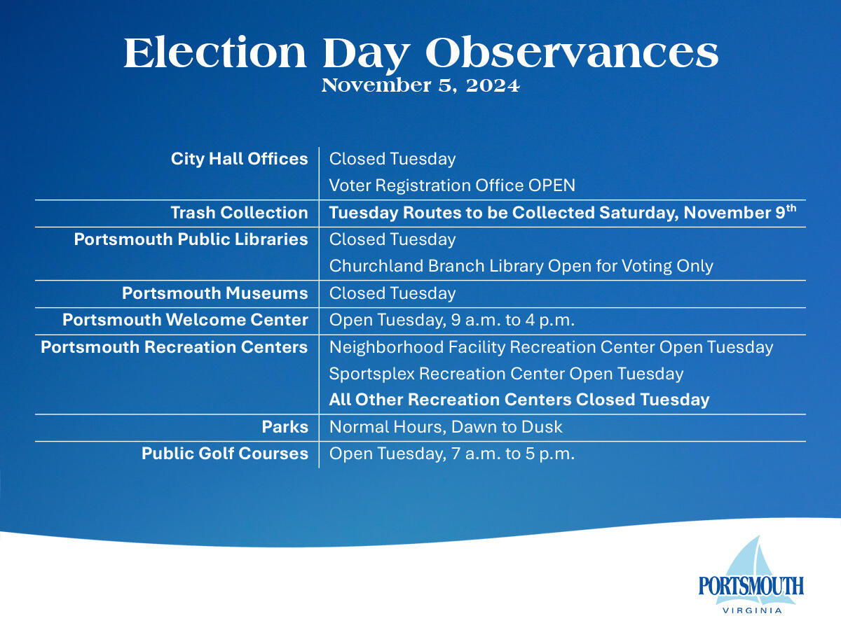Election Day 2024 Holiday Closure Information (City of Portsmouth ...