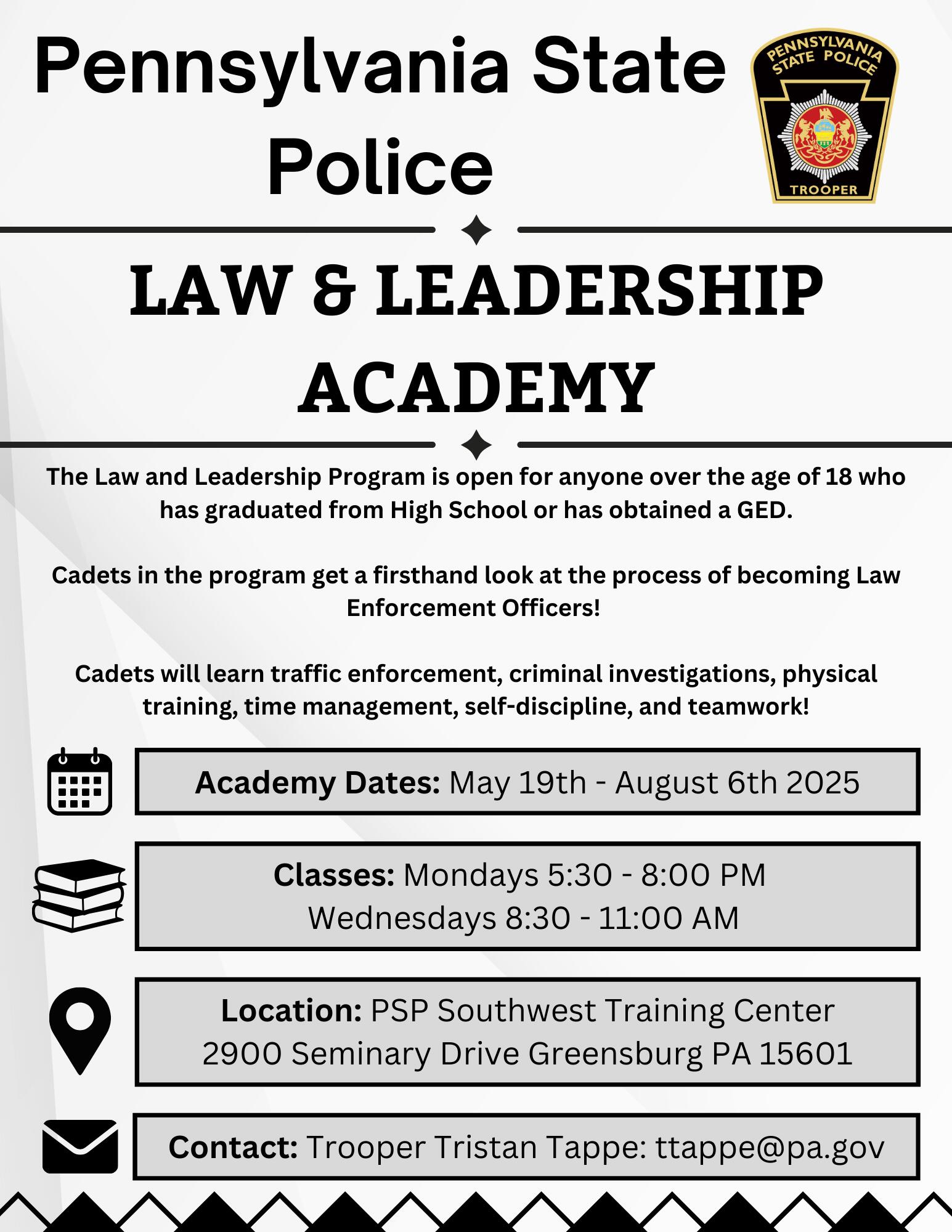 Announcing the Pennsylvania State Police Law and Leadership Academy ...