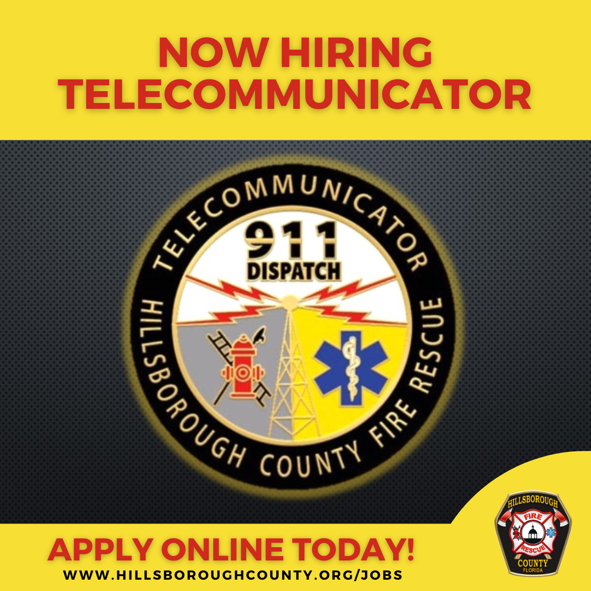 🚨 Join Our Team at HCFR 911 Dispatch Center! (Hillsborough County Fire ...