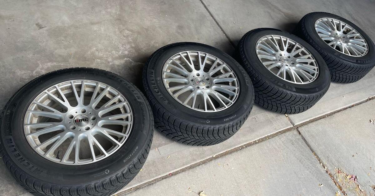 Set of 4, KMC rims, 18 x 8, mounted with Michelin X-ice snow winter ...