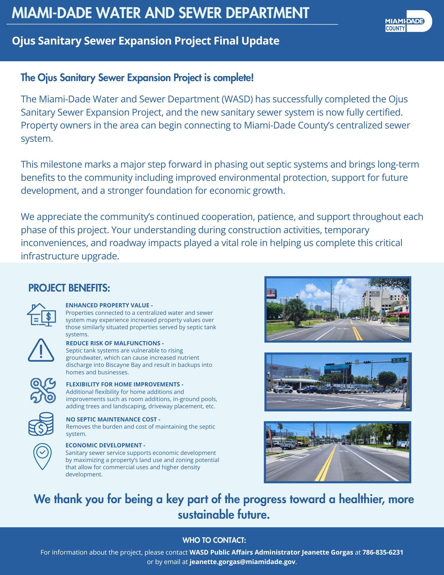 The Miami-Dade Water and Sewer Department (WASD) has successfully ...