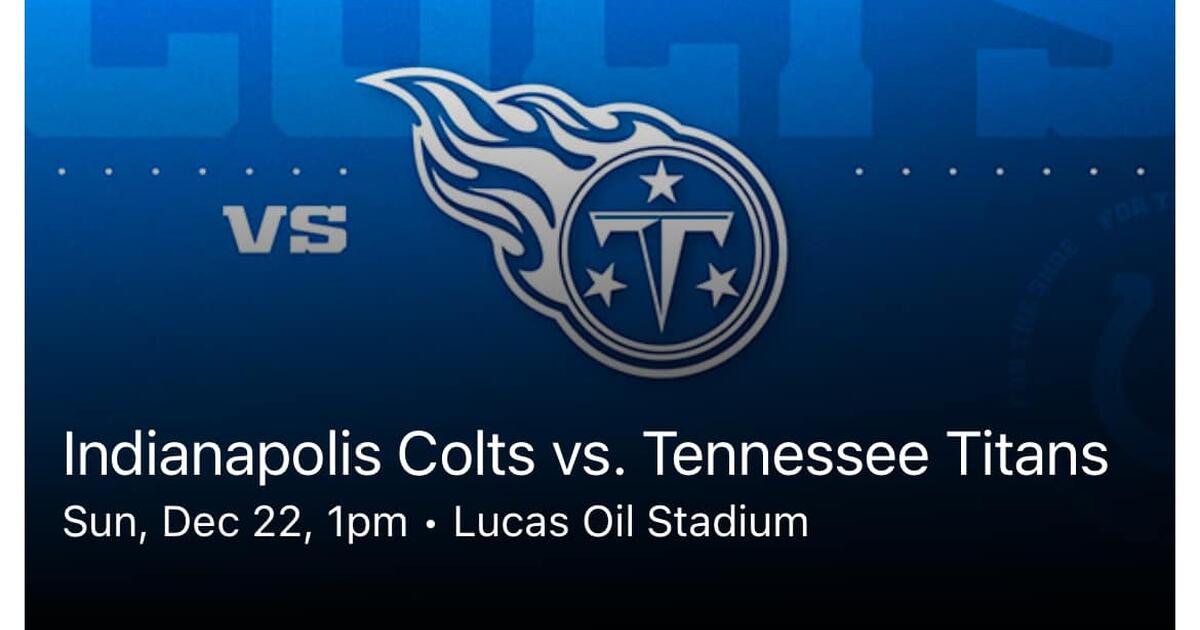 Indianapolis Colts vs. Tennessee Titans Tickets for $170 in Carmel, IN ...