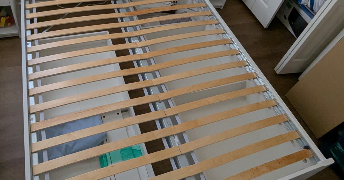 Ikea Songesand Queen size White Bed Frame with Slats for $200 in Mebane ...