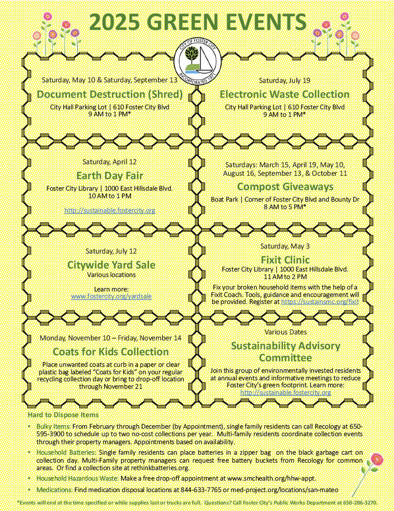 The 2025 Green Events calendar is now available! (City of Foster City ...