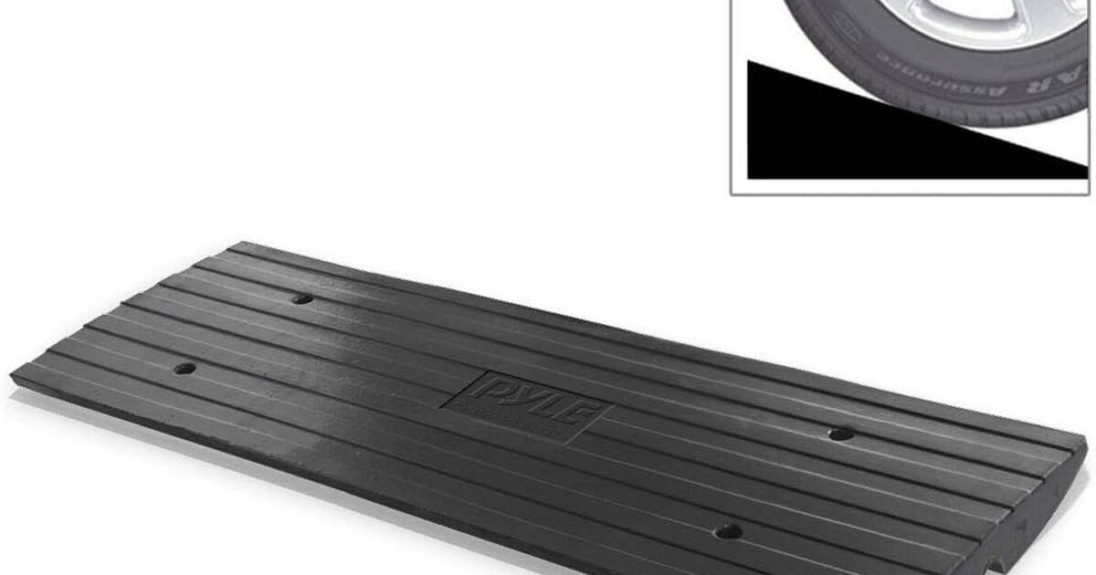 3 x Pyle Car Driveway Curb Ramp - Heavy Duty Rubber Threshold Ramp for ...