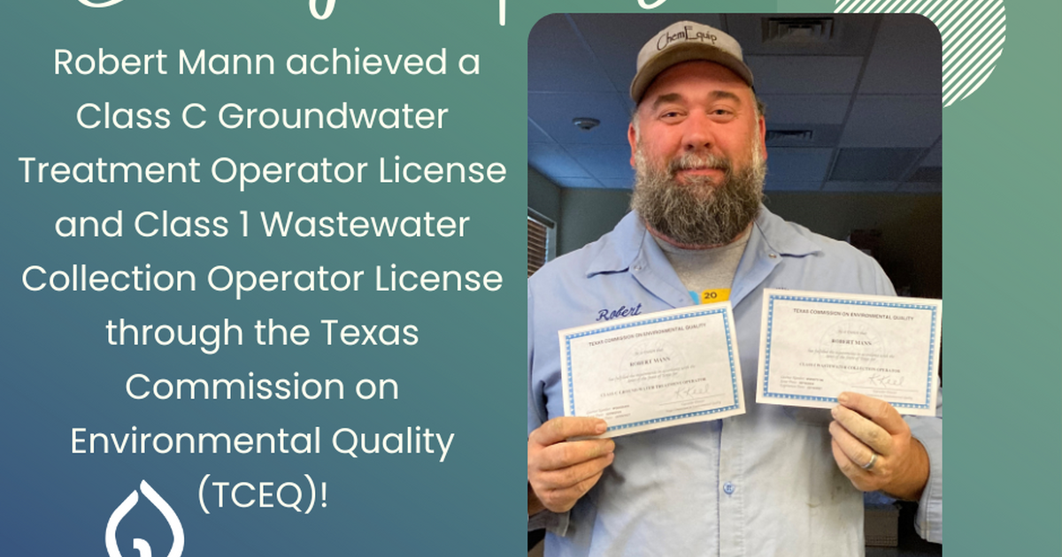 🎉Congratulations to Robert Mann for achieving a Class C Groundwater ...