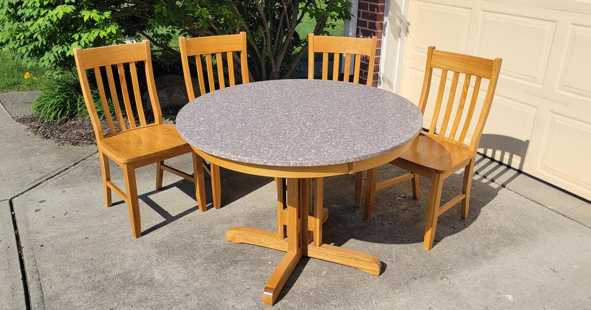 Solid Granite Table With 4 Chairs (Price Drop) for $125 in Carmel, IN ...