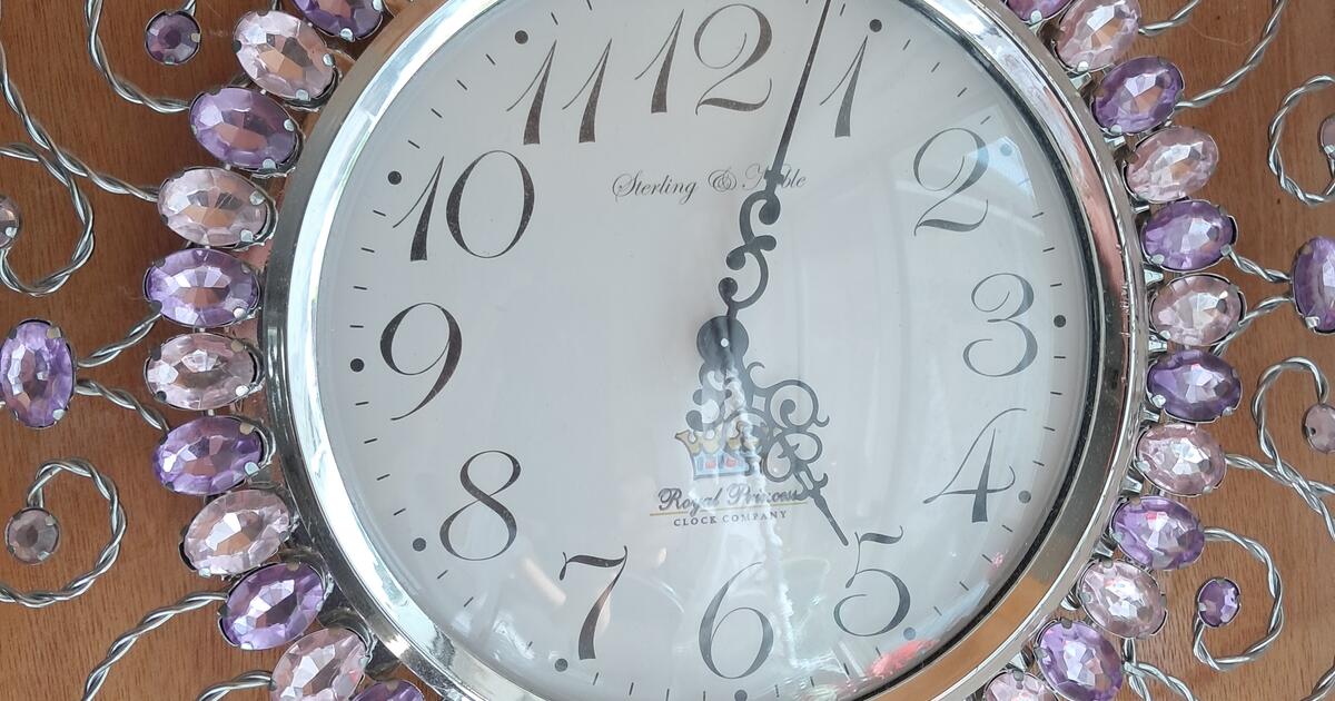 Royal Princess Silver Purple & Pink Gems Clock by Sterling & Noble for ...