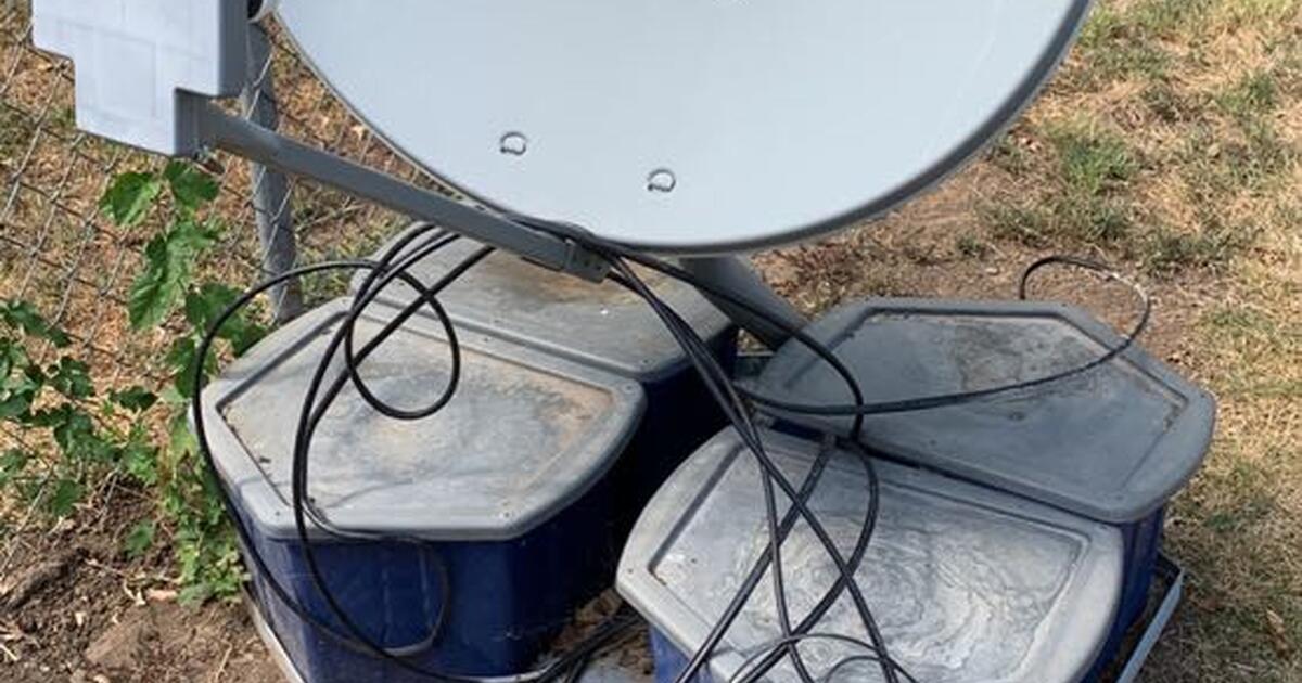 Free standing satellite dish just sets on the ground or on a flat roof ...