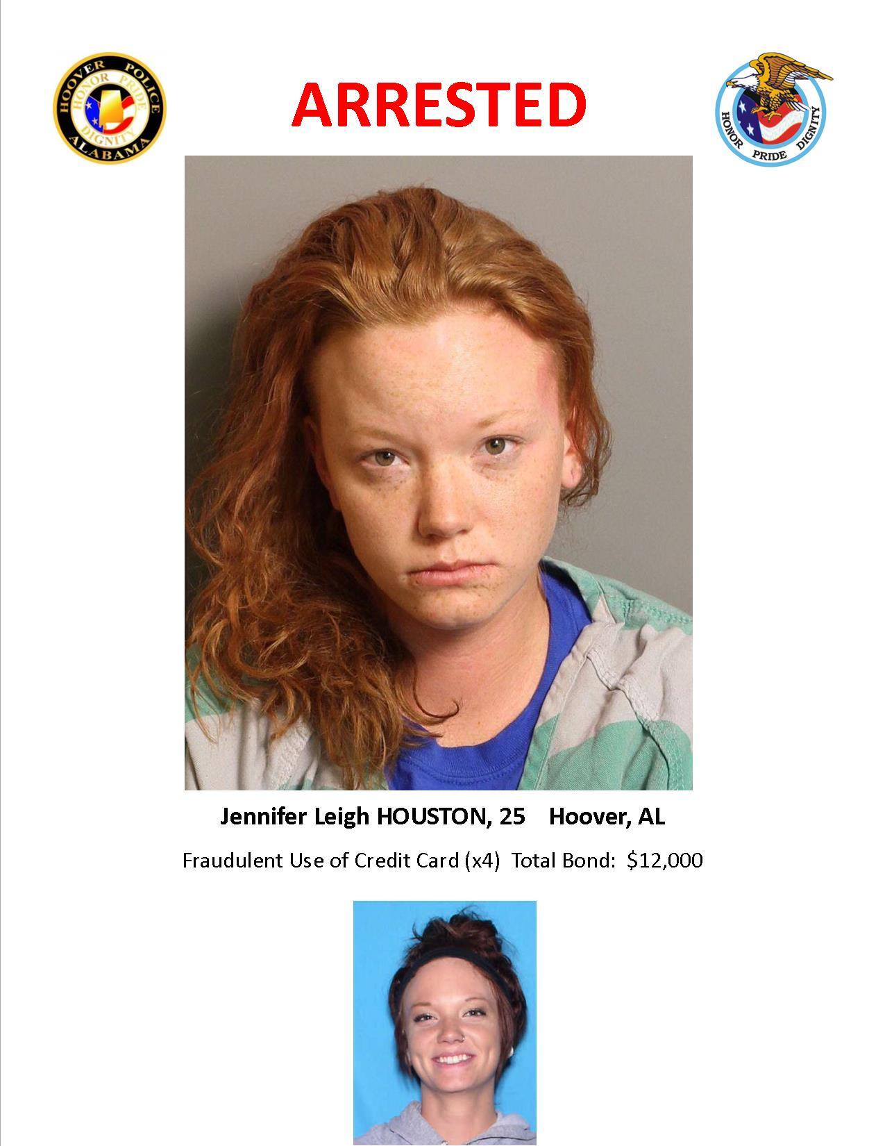Update On Arrest Jennifer Leigh Houston Hoover Police Department