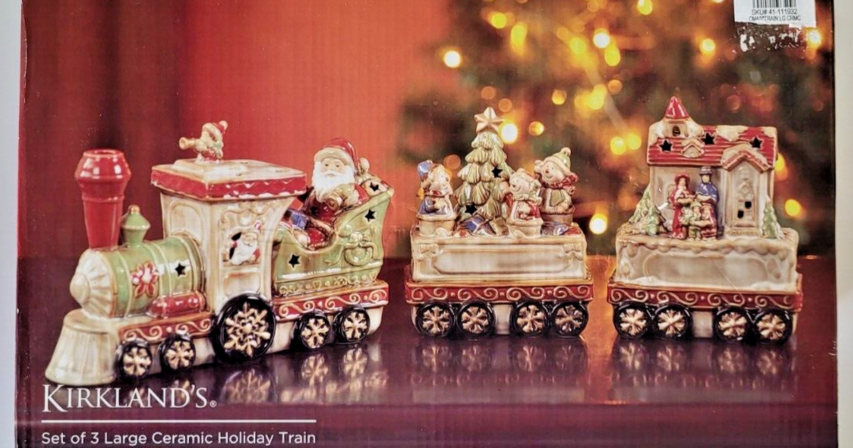 Kirkland's Home Furnishing Store Ceramic Holiday Train Set for $20 in ...