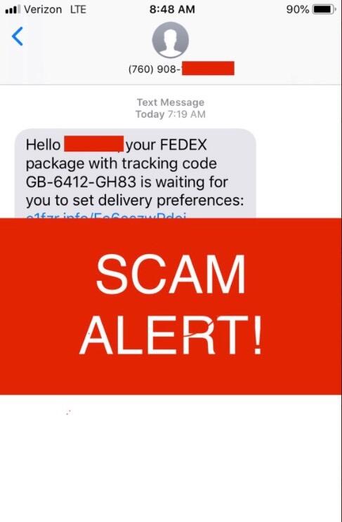 FedEx text message SCAM alert... (Marietta Police Department ...