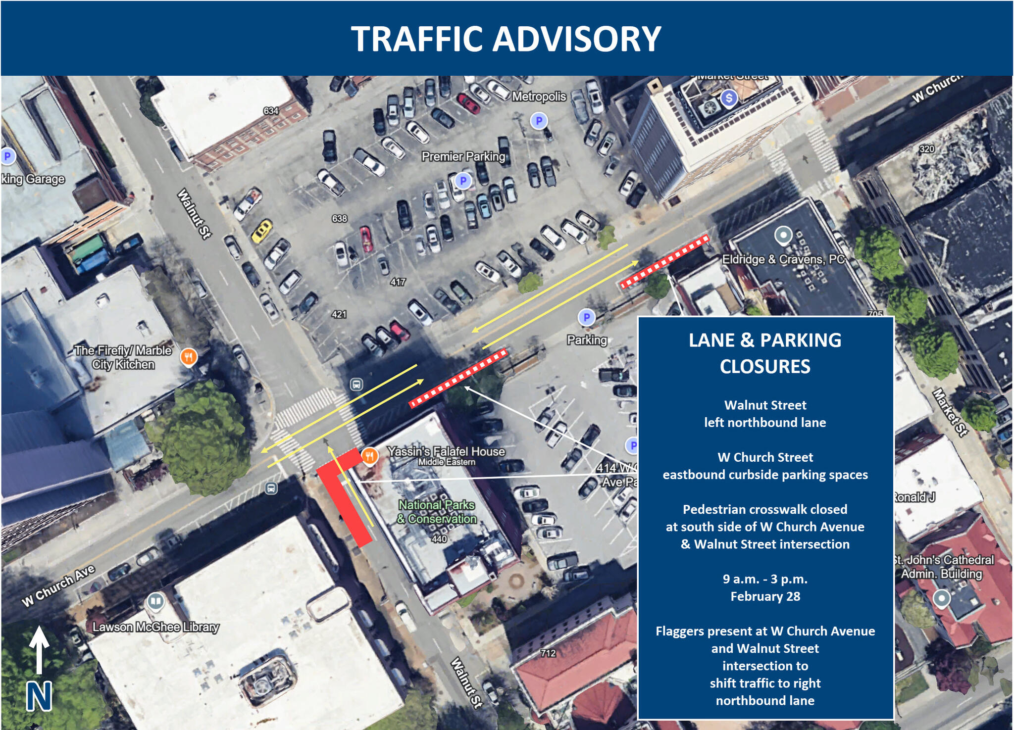 KUB crews will implement the following lane, crosswalk, and parking ...