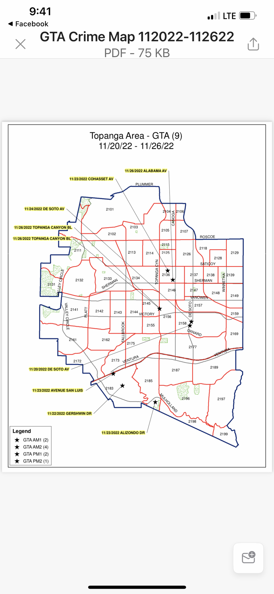 LAPD TOPANGA DIVISION WEEKLY CRIME MAPS (Los Angeles Police Department ...