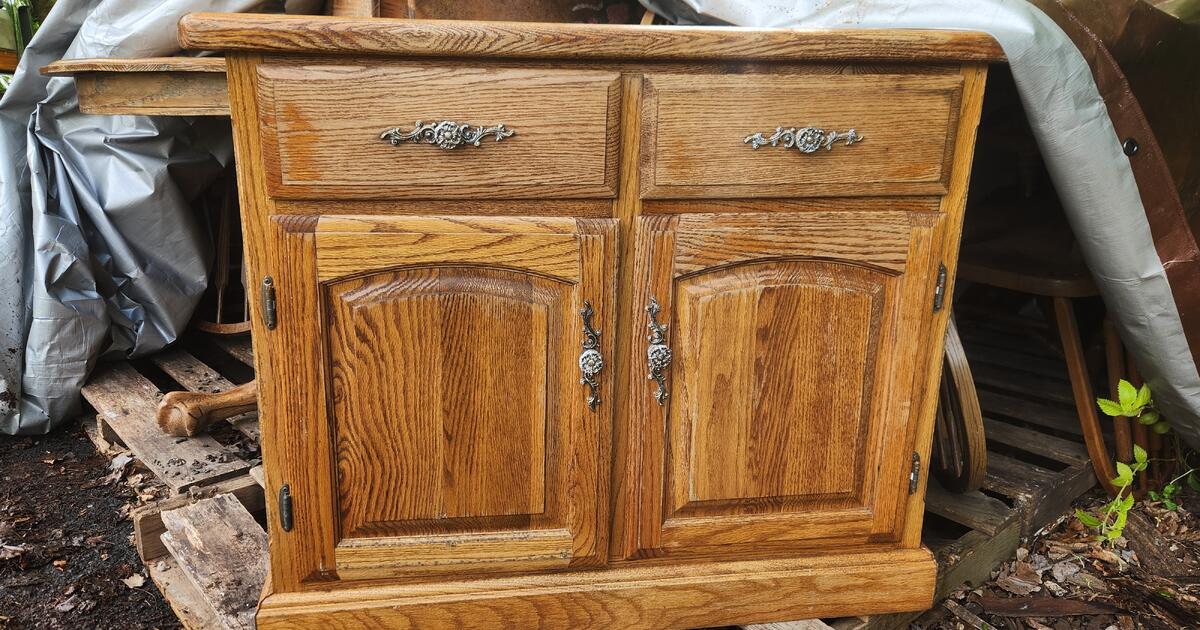 Free Solid Oak Dining Table, Chairs And Hutch for Free in Hillsborough ...