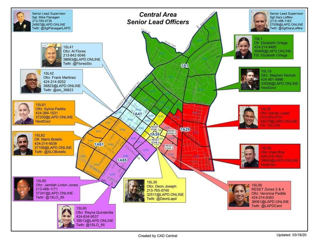 Senior Lead Officer Map for Central Division (Los Angeles Police ...