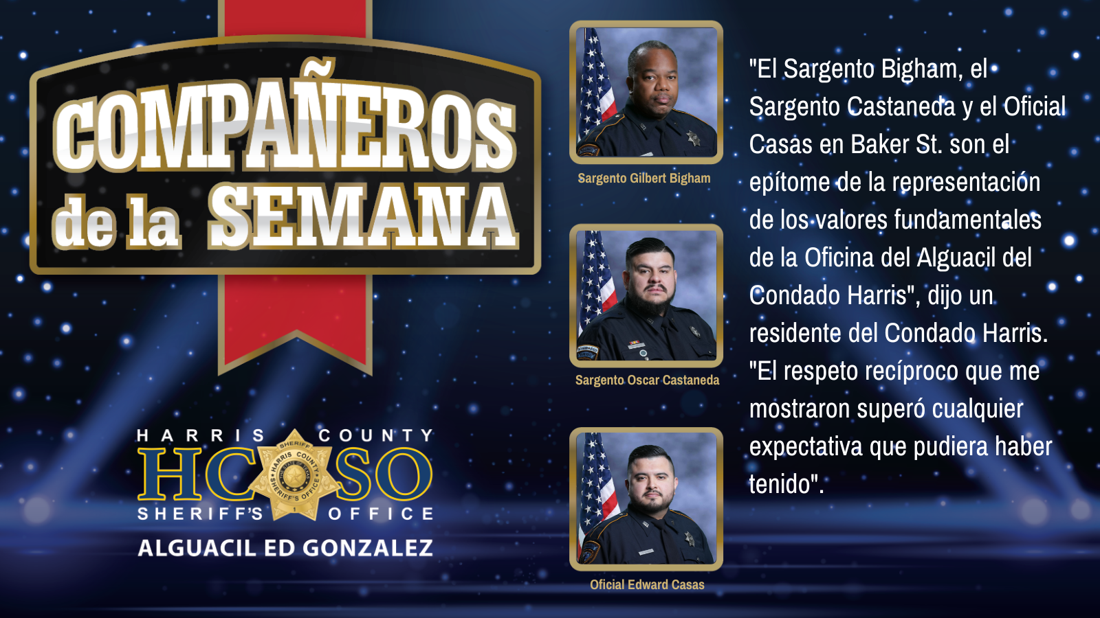 Harris County Sheriff's Office Teammates of the Week: Sheriff Ed ...