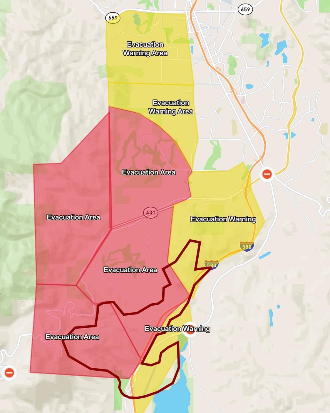 Updated Davis Fire Evacuation Warning Areas for September 11, 2024 ...