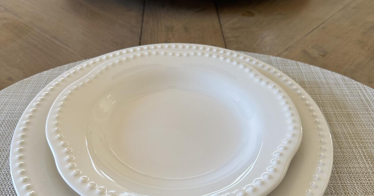 POTTERY BARN EMMA BEADED DINNER AND SALAD PLATES for $100 in La Quinta ...