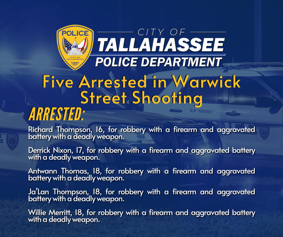 The Tallahassee Police Department Tpd Arrested Five Suspects In