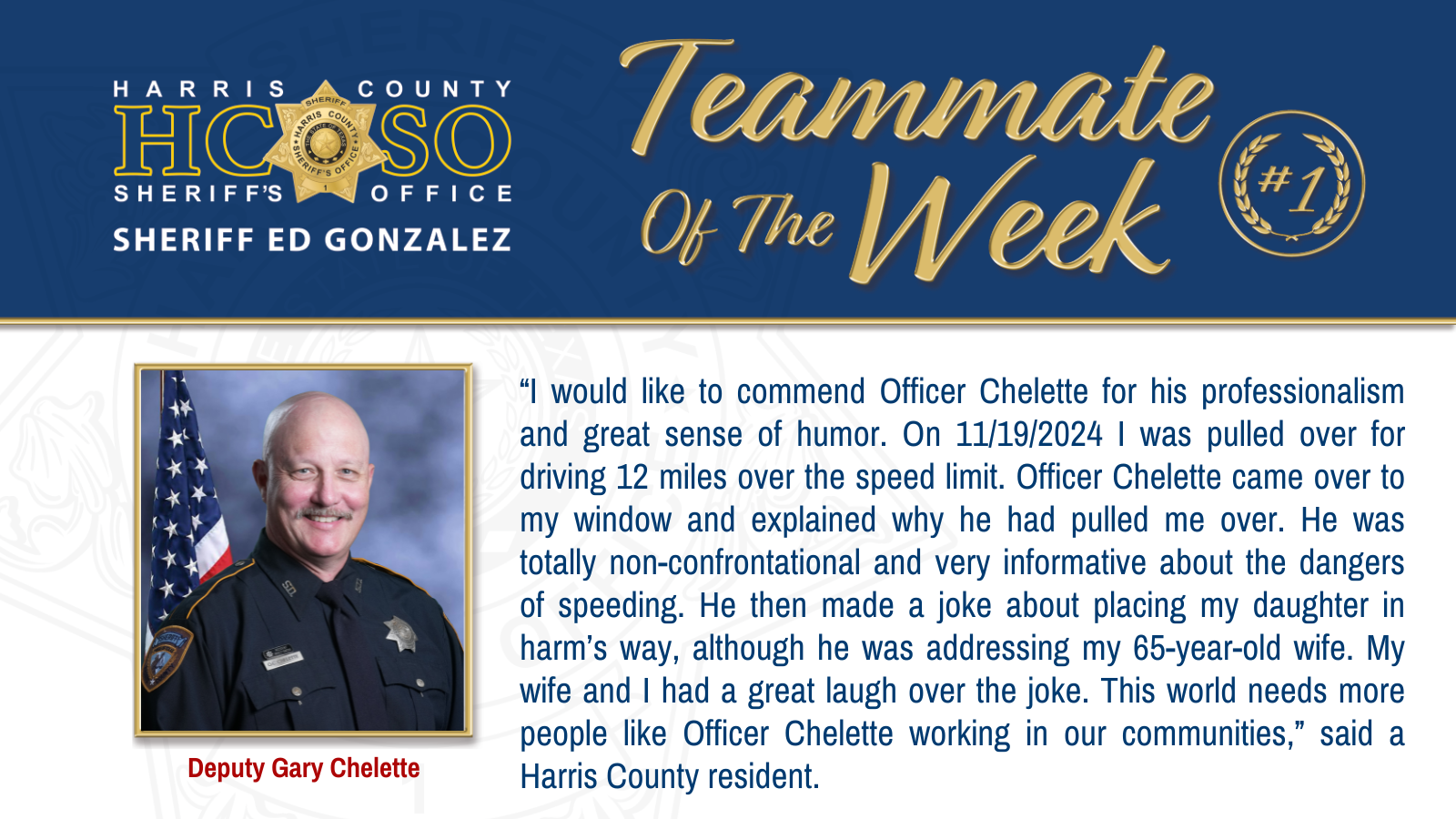 Harris County Sheriff's Office Teammates of the Week: Sheriff Ed ...