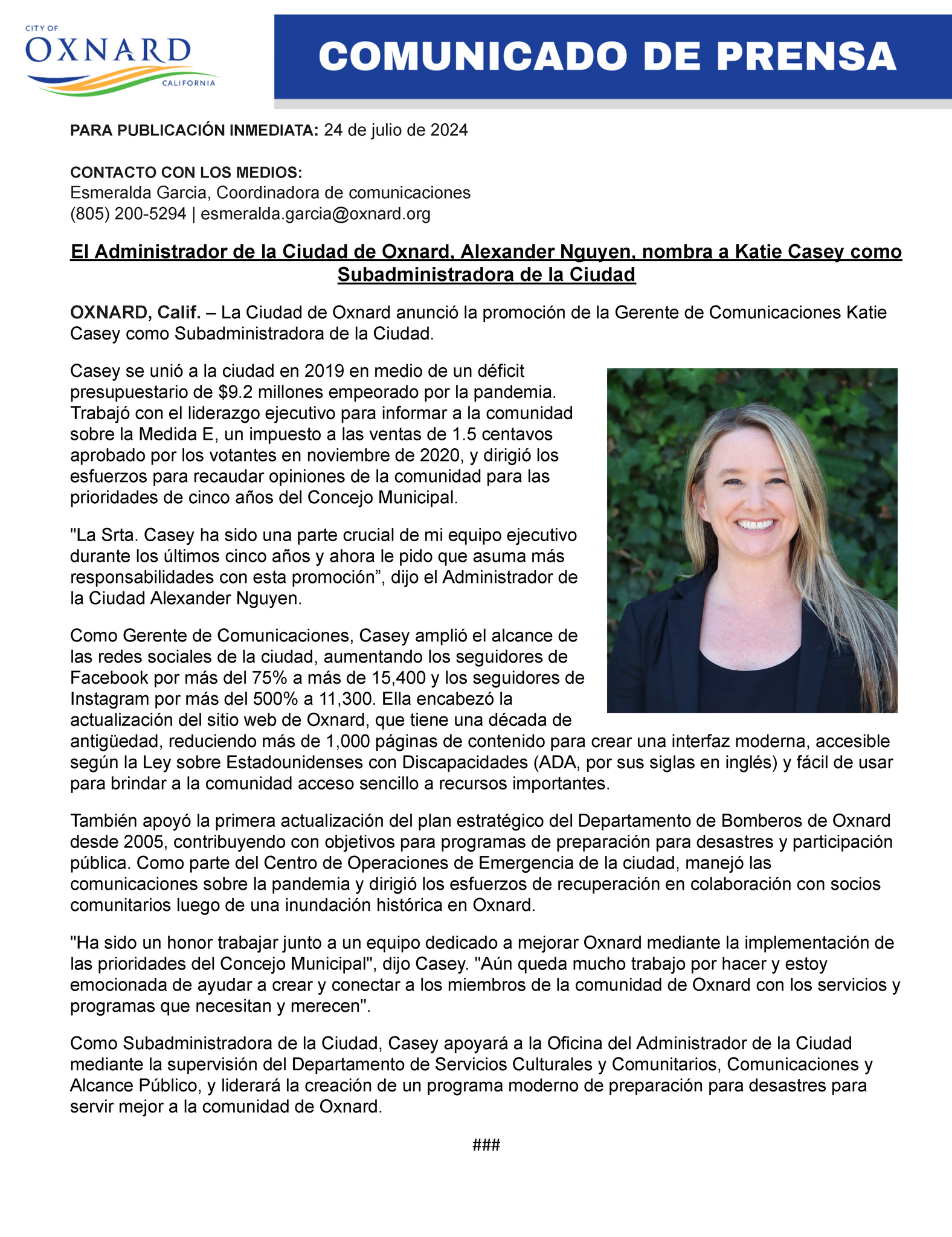 𝗢𝘅𝗻𝗮𝗿𝗱 𝗖𝗶𝘁𝘆 𝗠𝗮𝗻𝗮𝗴𝗲𝗿 𝗔𝗹𝗲𝘅𝗮𝗻𝗱𝗲𝗿 𝗡𝗴𝘂𝘆𝗲𝗻 𝗔𝗽𝗽𝗼𝗶𝗻𝘁𝘀 𝗞𝗮𝘁𝗶𝗲 𝗖𝗮𝘀𝗲𝘆 𝗮𝘀 𝗗𝗲𝗽𝘂𝘁𝘆 ...