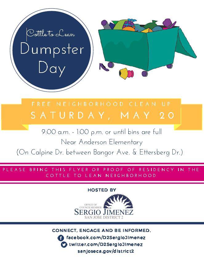 Dumpster Day for Cottle to Lean Neighbors - May 20th at 9:00 until full ...