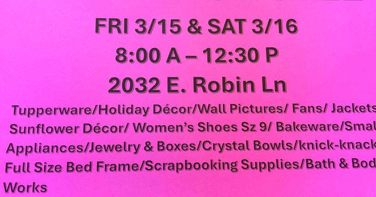 Large Garage Sale 3 15 24 And 3 16 24 8 AM 12 30 PM For 1 In Phoenix large-garage-sale-3-15-24-and-3-16-24-8-am-12-30-pm-for-1-in-phoenix